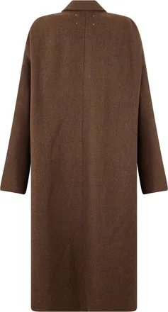 Maison Margiela Pinstripe Wool Coat - Brown