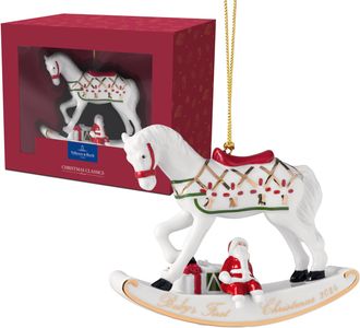 Villeroy & Boch Christmas Classics Ornamente Weihnachten Schaukelpferd Bunt, Weihnachtsdeko, Weihnachtsdekorationen, Figur, Baumschmuck, Anhänger, Premium Porcelain, 