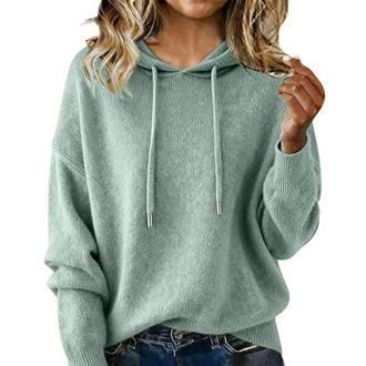 Generic Pull &agrave; capuche &agrave; manches longues pour femme - Confortable - Manches longues - L&eacute;ger - Confortable - D&eacute;contract&eacute; - V&ecirc;tements dhiver, vert clair, XXL