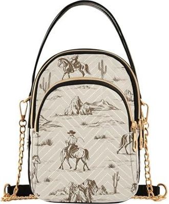 Mnsruu Sac à bandoulière pour femme, cowboy occidental, cheval du désert, sac à dos rétro, sac à main, petit sac à bandoulière avec sangle réglable