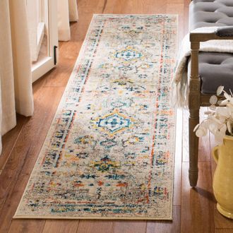 Safavieh Madison Collection MAD474B Vintage Medallion Distressed Runner, 2 2 x 12, Cream/Blue