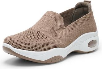 Alexis Leroy Baskets Mode Femme Chaussures Baskets en Maille pour Femme sans Lacets - Chaussures de Fitness Gris Uni 40 EU