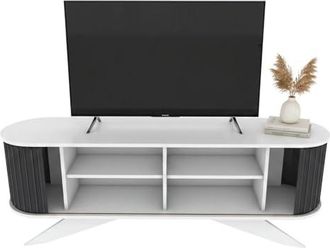 Dmora TV-M&ouml;bel Aludra 180x43x60 cm Schwarz 2 Ablagen 6 F&auml;cher
