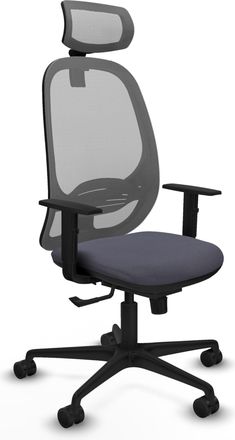 Piqueras y Crespo Stuhl aus Pc-Mesh, Grau, mit 1D-Armlehnen, h&ouml;henverstellbare Lendenwirbelst&uuml;tze und h&ouml;henverstellbares Kopfteil, Neigung und Neigung, ausgestattet mit