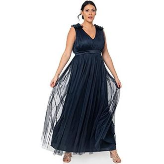 Maya Maya Berry Embellished Halter Neck Maxi Dress Robe de Demoiselle dhonneur, bleu marine, 42
