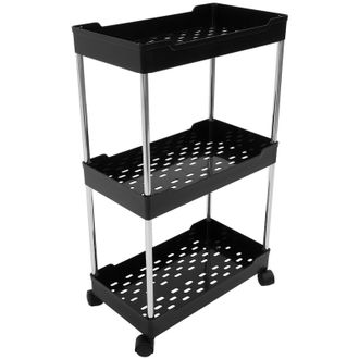 DOITOOL Toyvian St&ouml;ckiger Rollwagen mit Stabilem Metallgestell Multifunktionaler K&uuml;chen Badezimmer Organizer Breiter Mobiler Aufbewahrungswagen mit Vielseitig