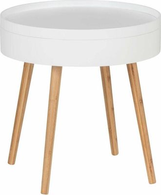 WENKO table basse finja, bambou, ronde, blanche