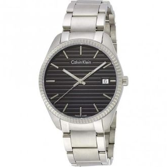 Calvin Klein Elegante Quarz Damenarmbanduhr mit schwarzem Zifferblatt und silbernem Stahlarmband - - Accessories - Damen - Grau - ONE SIZE