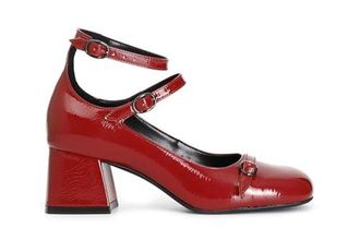 Caf&egrave;noir D&eacute;collet&eacute; Avec 3 Boucles Effet Verni, Pour Femme, Couleur Rouge, Taille 40