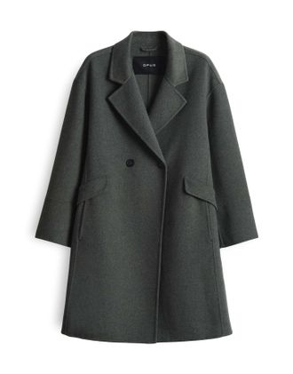 OPUS Damen Mantel | HAVILDA Doppelreiher aus Double Wollmix Dark sage, 42