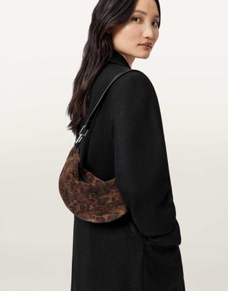 AllSaints Luna leppo - Mini sac &agrave; main l&eacute;opard - Marron