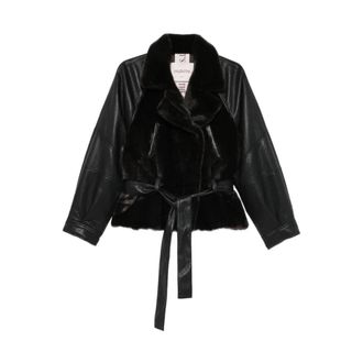VALENTINI 1972 4145 Eco Mink G&uuml;rteltuchmantel - - Coats - Damen - Schwarzk - S