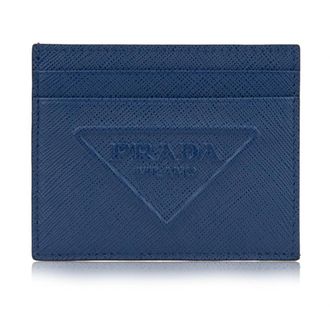 Prada Leder Kartenetui - - Accessories - Herren - Blau - ONE SIZE