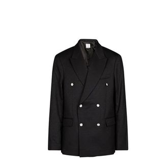 Casablanca Blazer double-boutonnage &agrave; monogramme en laine vierge m&eacute;lang&eacute;e