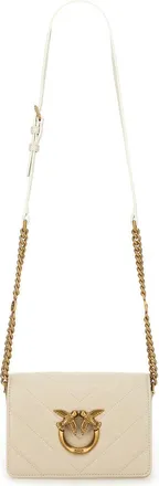 Pinko Womens Click Mini Love Bag Ivory Leather Shoulder