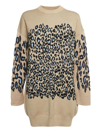 Kenzo robe en maille à imprimé léopard - Tons neutres