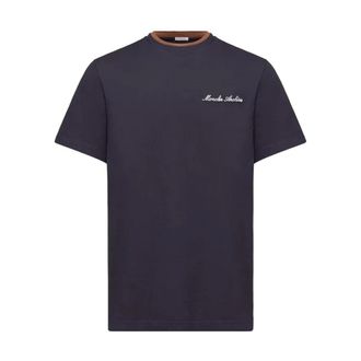 Moncler Signature Logo T Shirt - - Tops - Herren - Blau - XL