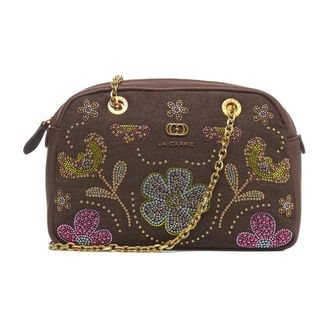 La Carrie Schultertasche mit Strass und Blumenmuster - - Bags - Damen - Braun - ONE SIZE