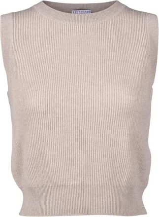 Brunello Cucinelli Femme, Pulls, Beige, Taille: 44 FR Cashmere Sweater