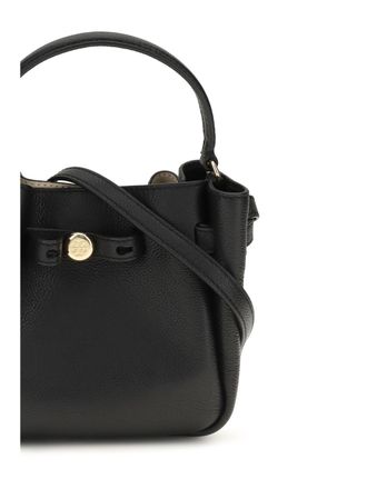 Tory Burch Womens Mini Bucket Bag Romy Black Calf Leather Shoulder