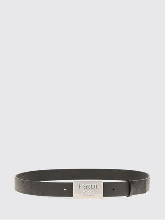 Fendi Ceinture en cuir de veau avec plaque logo m&eacute;tallique