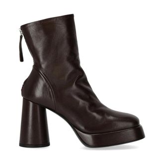 Halmanera Dunkelbrauner Lederstiefelette - - Shoes - Damen - Braun - 40 EU