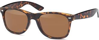 styleBREAKER Lunettes de soleil unisexes Nerd avec verres miroités ou teintés, design rétro classique 09020039, Monture marron demi/verre marron