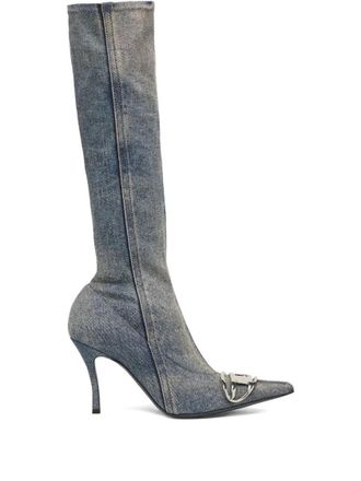 Diesel Stiefel - Knee-High Denim Boots - Gr. 36 (EU) - in Grau - f&uuml;r Damen