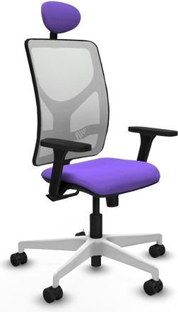 Piqueras y Crespo Computerstuhl mit Rollen, 3D-Armlehnen, h&ouml;henverstellbare Lendenwirbelst&uuml;tze und festes Kopfteil, ausgestattet mit 3 Positionen, Wei&szlig;/Lila