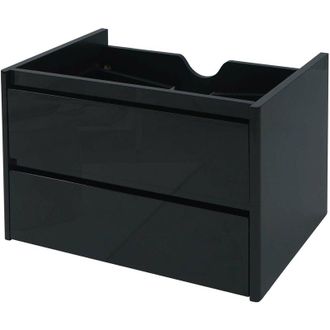 Hhg Meuble sous-vasque 615, meuble sous-vasque salle de bain, brillant Soft-Close 50x60cm, noir