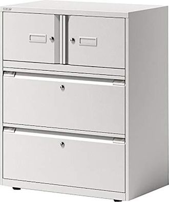 Bisley Kombination Essentials, 2 Türen H 267 und 2 Schubladen H 304 mm, Metall, 696 Verkehrsweiß, 47 x 80 x 100 cm