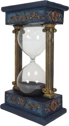 Ebros Gift Dekofigur Freimaurer Freimaurer Quadrat und Kompasse Monogramm dekorative Sanduhr mit viktorianischen Säulen im antiken Barockstil Blau und Gold