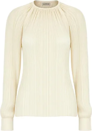 Lanvin Top en charmeuse pliss&eacute;e - Femme - Blouses et Chemises - Beige - Taille: 40 FR