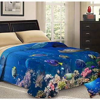 Petti Artigiani Italiani Steppdecke f&uuml;r Doppelbett, 100% Made in Italy, Aquarium