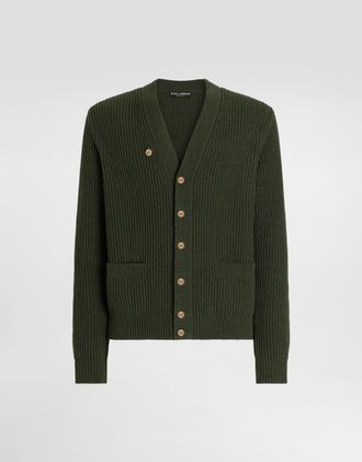 Dolce & Gabbana Cardigan Aus Englischem Rippstrick - Mann Strickwaren Gr&uuml;n 44