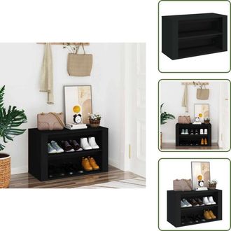 vidaXL Tag&egrave;re &agrave; chaussures Noir 75x35x45 cm Bois ding&eacute;nierie - Etagere &agrave; Chaussures - Rangement Chaussures - Meubles Entr&eacute;e - Meuble Chaussure
