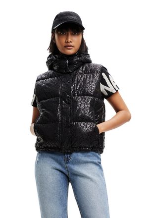 Desigual Womens Oslo, 2000 Black Padded Short Overcoat, XS