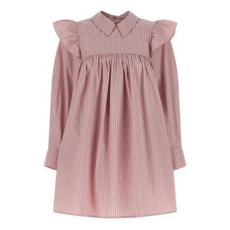 Ganni Oxford Baumwoll-Mini-Hemdkleid mit Streifen - - Dresses - Damen - Rosa - M