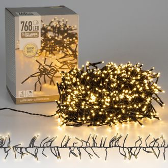 ECD Germany LED Cluster Lichterkette 5,5 m 768 LEDs Warmweiß mit Timer und 8 Leuchtmodi, strombetrieb, IP44, Innen/Außen, Weihnachtsbeleuchtung Weihnachtsbaum Büs
