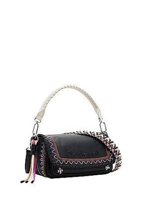 Desigual Sac à bandoulière brodé de taille moyenne, Noir, Taille unique