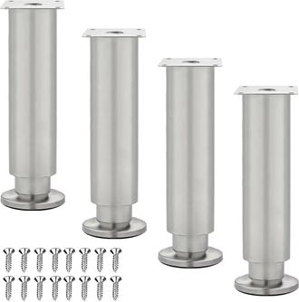 Generic Verstellbare M&ouml;belf&uuml;&szlig;e, Runde Metallf&uuml;&szlig;e Als Ersatz Schr&auml;nke, F&uuml;r Couchtische, Schreibtische, Sofas Und Regale, 4er-Pack, Mit Rutschfester Gummibasis(