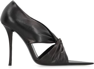 Saint Laurent Womens Giannutri Leather Pumps Black Lamb High Heel Shoes