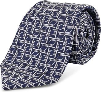 Kiton Homme, Accessoires, Bleu, Taille: ONE Size Cravate en soie &agrave; motif g&eacute;om&eacute;trique
