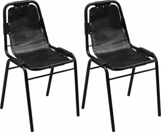 vidaXL Vidaxl - Chaises à manger lot de 2 noir cuir véritable