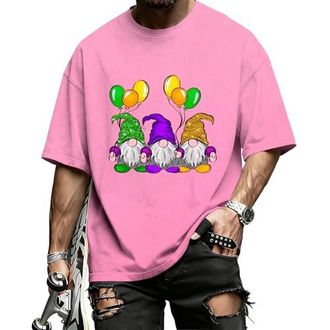 Generic T-shirt Mardi Gras pour homme - Nain de nain à col rond mignon T-shirt de carnaval tendance graphique T-shirt décontracté à manches courtes pour vacan