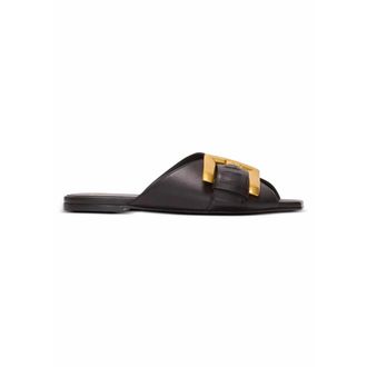 Balmain Anthem flache Sandalen aus Leder - - Shoes - Damen - Schwarzk - 36 EU