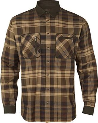 H&auml;rkila | Pajala Chemise | V&ecirc;tements & &Eacute;quipement de Chasse pour Professionnels | Design Scandinave Haut de Gamme Durable | Beige w/Brown, S