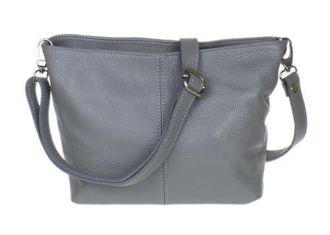 Girly HandBags Sac &agrave; bandouli&egrave;re en cuir souple v&eacute;ritable pour femme, gris fonc&eacute;, W 30, H 21, D 15 cm (W 12, H 8, H 6 inches)