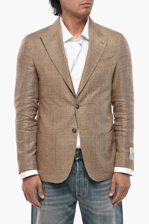 Corneliani CC COLLECTION Blazer aus Leinen-Mix mit Spitzrevers Corneliani