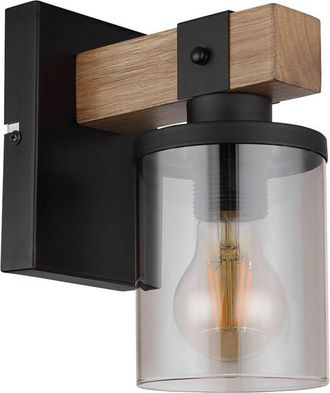 Globo Lighting Globo Lighting - Applique murale lampe de salon lampe de couloir bois fumé, métal verre, 1x E27, LxH 10x22,5 cm